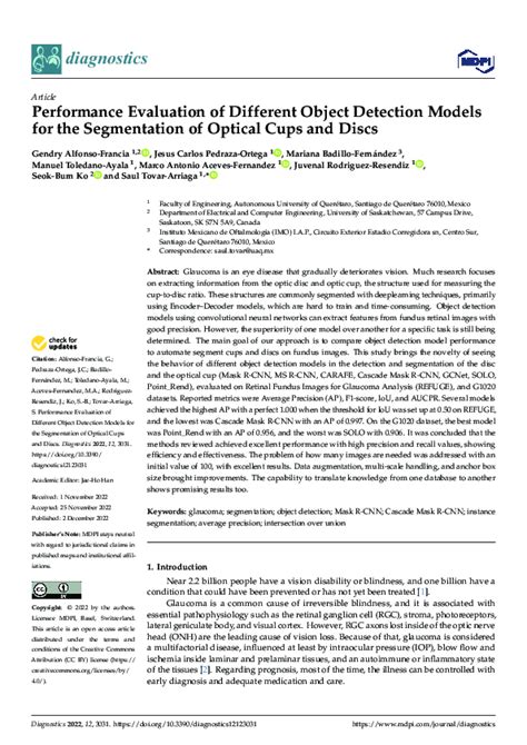 Pdf Performance Evaluation Of Different Object Detection Models For The Segmentation Of