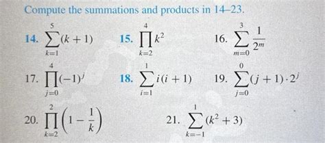 Solved Compute The Summations And Products In 14 23 14