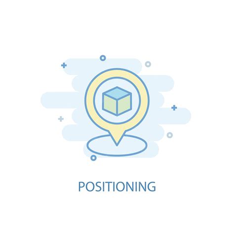 포지셔닝 라인 개념 간단한 라인 아이콘 컬러 그림 포지셔닝 기호 평면 디자인 Uiux에 사용할 수 있습니다 프리미엄 벡터
