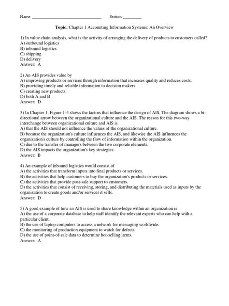 Ais Chapter 1 Question And Answer Set C Pdf Decision Making Logistics