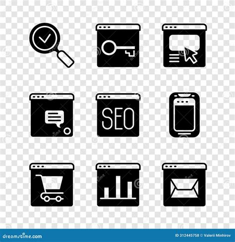 Set Magnifying Glass with Check Mark, SSL, UI or UX Design, Online ...