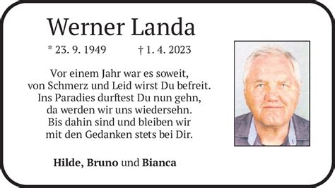 Traueranzeigen Von Werner Landa Trauer Merkur De
