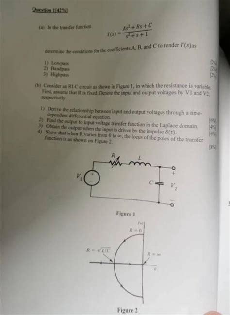 solved a in the transfer function r s s2 s 1as2 bs c
