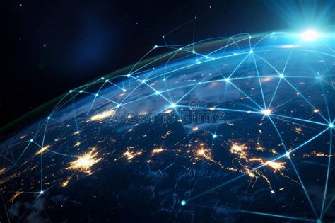 global satellite communication showing big data being transmitted
