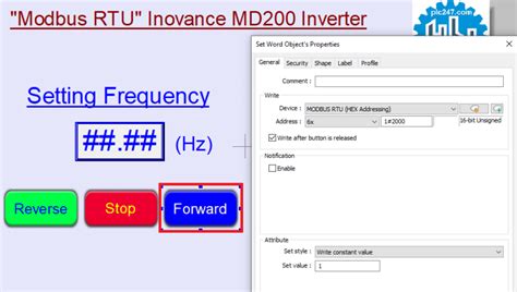 HMI Weintek Modbus RTU Inovance MD200 Tutorial Plc247