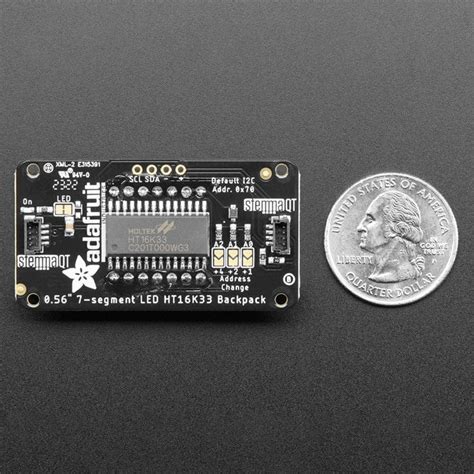 Assembled Adafruit 0 56 4 Digit 7 Segment Display W I2c Backpack Qt Yellow The Pi Hut