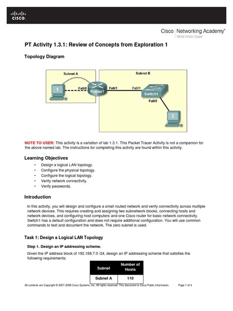 Review Of Concepts Exploration 1 Basic Pdf Ip Address Network Topology