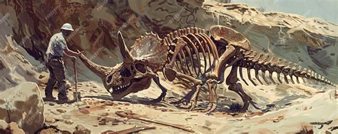 Premium Photo A Detailed Scene Of A Protoceratops Skeleton Being Excavated With Its Small Size