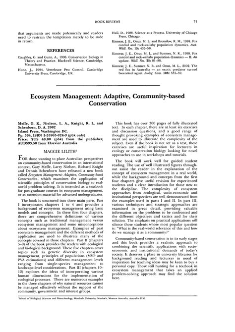 Pdf Ecosystem Management Adaptive Community Based Conservation