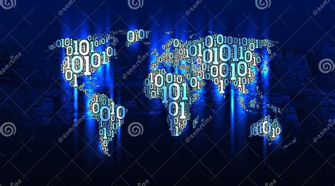 Abstract Map World From Digital Binary Code On The Background Circuit Board Internet Of Things