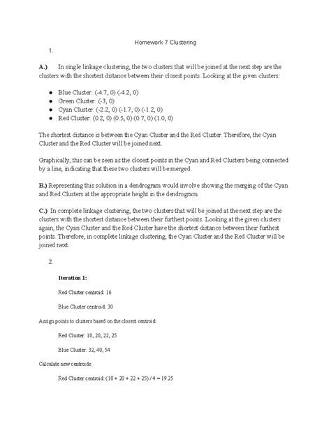 Homework 7 Clustering Homework 7 Clustering 1 A In Single Linkage Clustering The Two