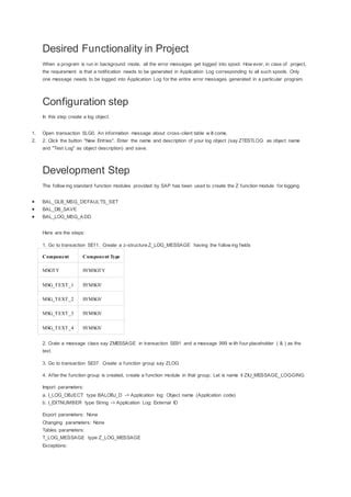 Sap Application Log DOCX