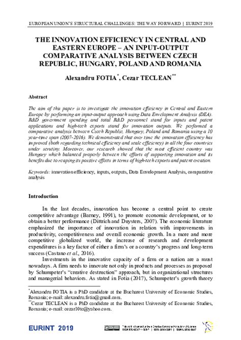 Pdf The Innovation Efficiency In Central And Eastern Europe An