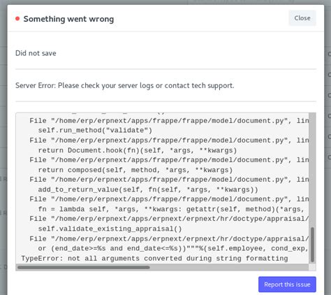 Error Saving Appraisals With Workflow Workflow Frappe Forum