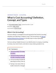 Understanding Cost Accounting Definition Types Applications