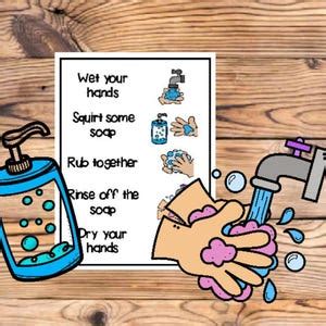 Washing Hands Poster And Cards Etsy