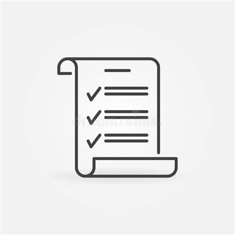 Paper Checklist Vector Concept Linear Minimal Icon Or Sign Stock Vector