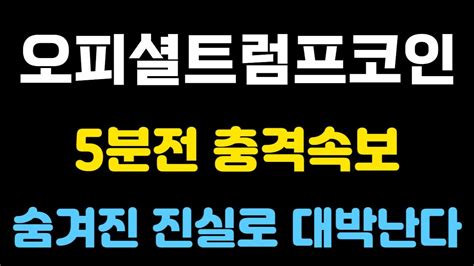 오피셜트럼프 5분전 충격속보 숨겨진 진실로 대박납니다 오피셜트럼프 오피셜트럼프코인 오피셜트럼프코인심훈 Youtube