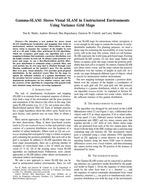 Gamma Slam Stereo Visual Slam In Unstructured Environments Using Variance Grid Maps Pdf
