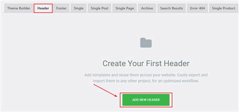 how to create custom header using elementor theme builder