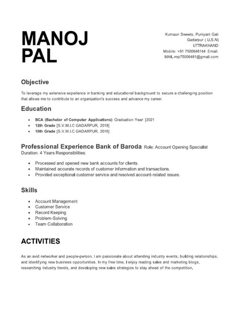manoj pal resume pdf