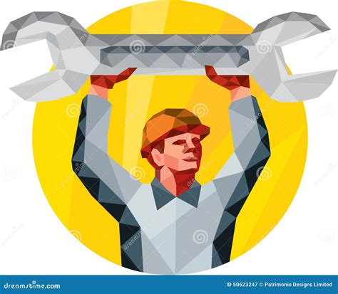 Poligono Basso Di Spanner Wrench Circle Del Meccanico Illustrazione Di