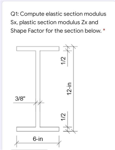 Solved Q Compute Elastic Section Modulus Sx Plastic Chegg Com