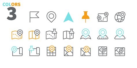 지도 Ui 픽셀 완벽 하 게 만들어진 벡터 얇은 라인 아이콘 48x48 편집 가능한 스트로크와 웹 그래픽 및 애플 리 케이 션에 대 한 24 X24 그리드에 대 한 준비