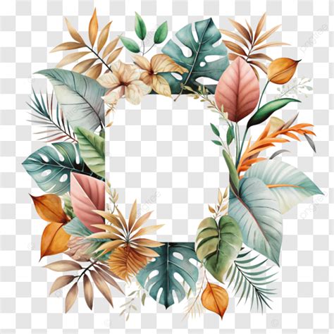 포도나무 식물이 있는 열대 나뭇잎 프레임 덩굴 식물이 있는 열대 잎 덩굴과 얽힌 이국적인 단풍 테두리 덩굴 식물 액센트를 갖춘 무성한 녹지 Png 일러스트 및 이미지