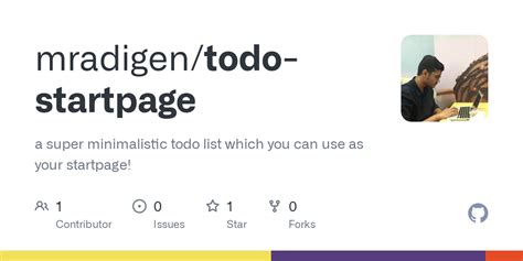 GitHub Mradigen Todo Startpage A Super Minimalistic Todo List Which You Can Use As Your