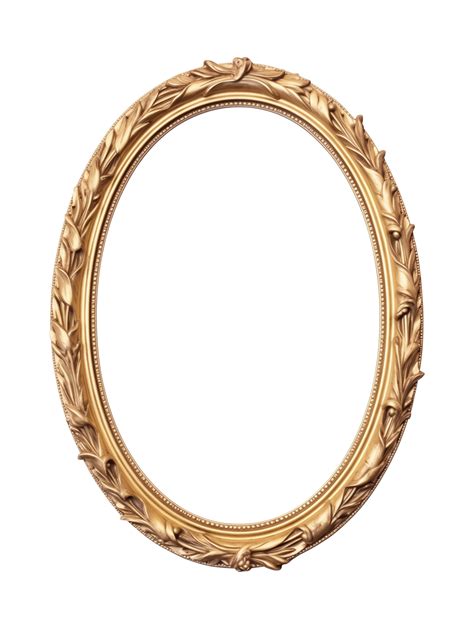Golden Oval Frame Isolated On Transparent Background PNG