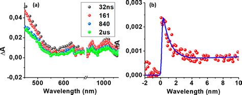 A Nanosecond Transient Absorption Spectra Of 1 At The Indicated Delay