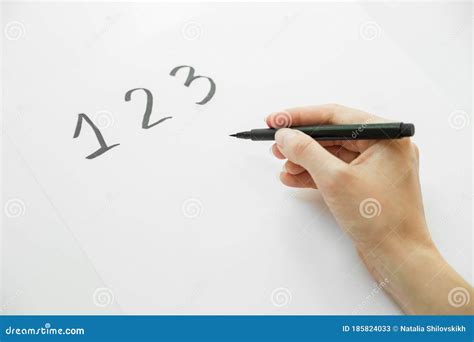 Female Hand Writing Numbers On Page Stock Image Image Of Notebook Note 185824033
