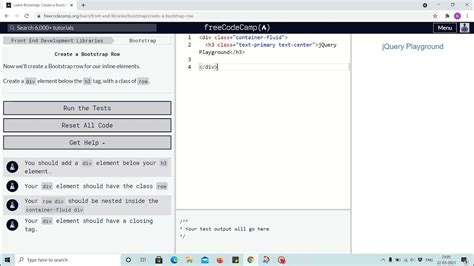 bootstrap tutorial 21 create a bootstrap row freecodecamp youtube