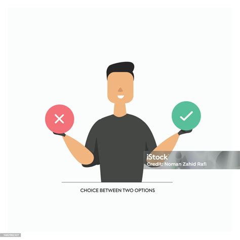 Man Chooses Between Two Buttons Accept Or Cancel Concept Yes Or No