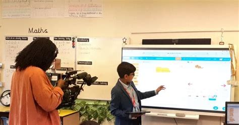 Year 7 Pupil Filmed By The Bbc Delivering A Coding Workshop To Primary