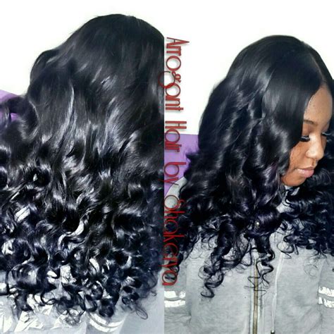 Full Head Sewn In Lace Closure Weave With Added Midnight Blue On Her