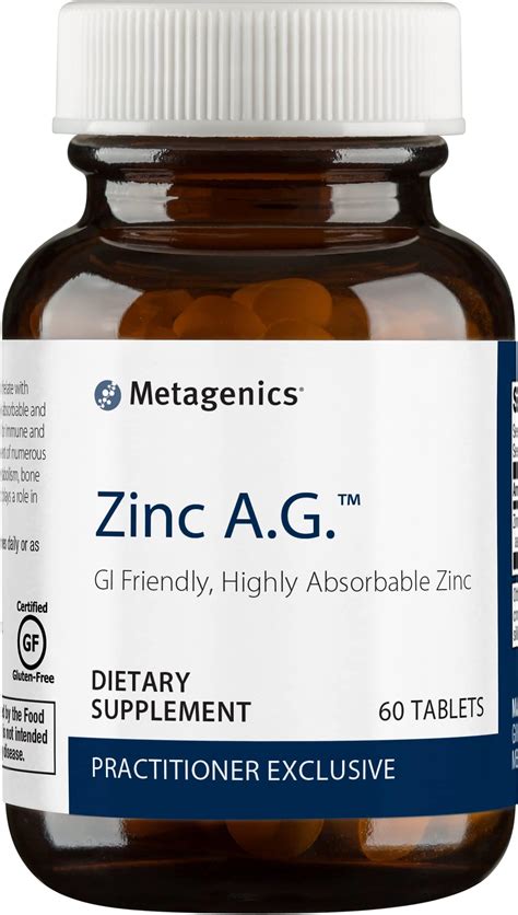 Metagenics Zinc Ag 20 Mg Highly Absorbable Gi Friendly Zinc Supplement