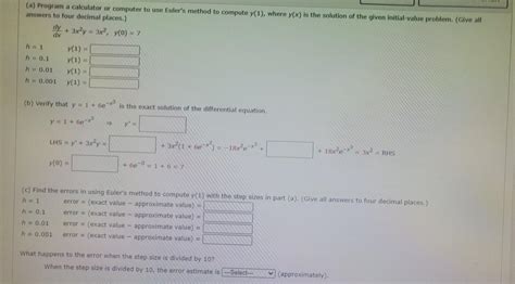 solved a program a calculator or computer to use euler s