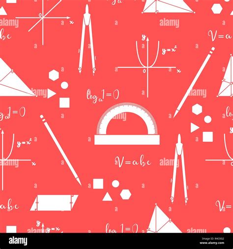 mathematical scientific vector seamless pattern with geometry plots