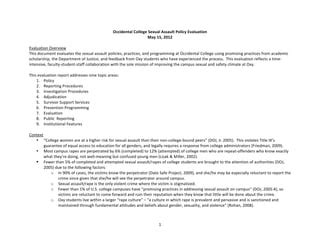 87 Point Matrix Evaluation Of Occidental College Sexual Assault Practices PPT