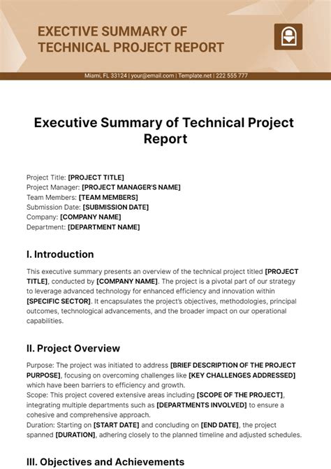 Free Executive Summary Of Technical Project Report Template To Edit Online