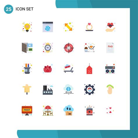 Pictogram Set Of 25 Simple Flat Colors Of Hold Proposal Arrow Heart Up Right Editable Vector