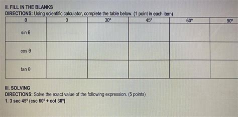 Solved Ii Fill In The Blanks Directions Usi Iii Solving Directions