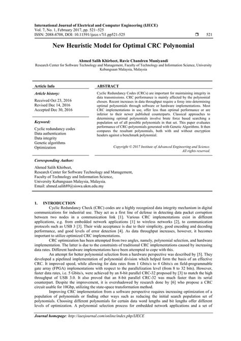 New Heuristic Model For Optimal Crc Polynomial Pdf