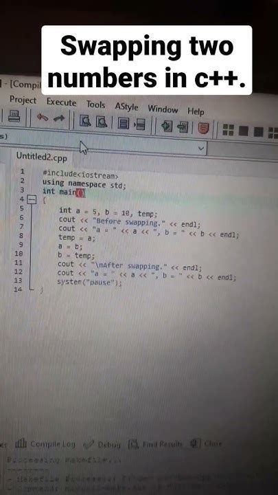 Swapping Two Numbers In C 💻💻 Youtube