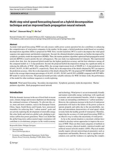 Multi Step Wind Speed Forecasting Based On A Hybrid Decomposition Technique And An Improved Back
