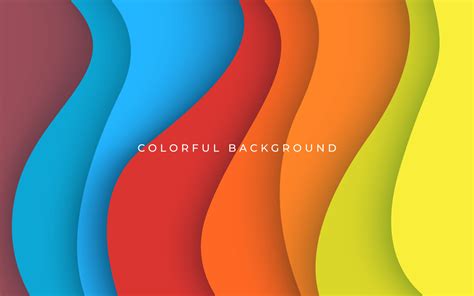 Abstract Blue Green Yellow Orange Red Colorful Papercut Wavy Overlap Layers Background