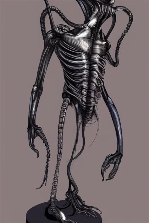 Neomorph Xenomorph Design In Embrio Pose Black Shiny Stable Diffusion OpenArt
