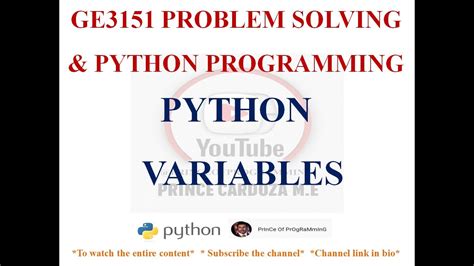 Python Variables Creating Python Variables Ge3151 Problem Solving